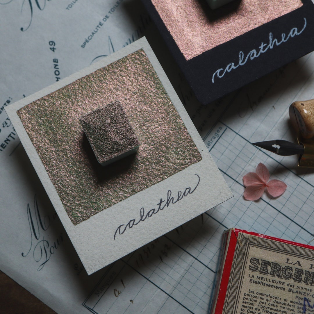 Calathea - SHIMMER Color for Calligraphy - Solid Ink - Single Half Pan ...