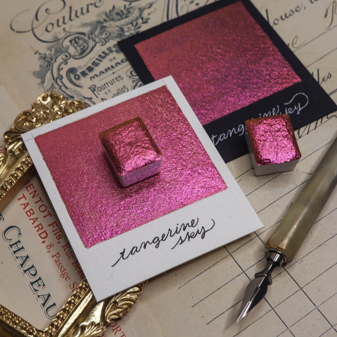 Tangerine Sky - SHIMMER Color Calligraphy Solid Ink - Single Half Pan ...