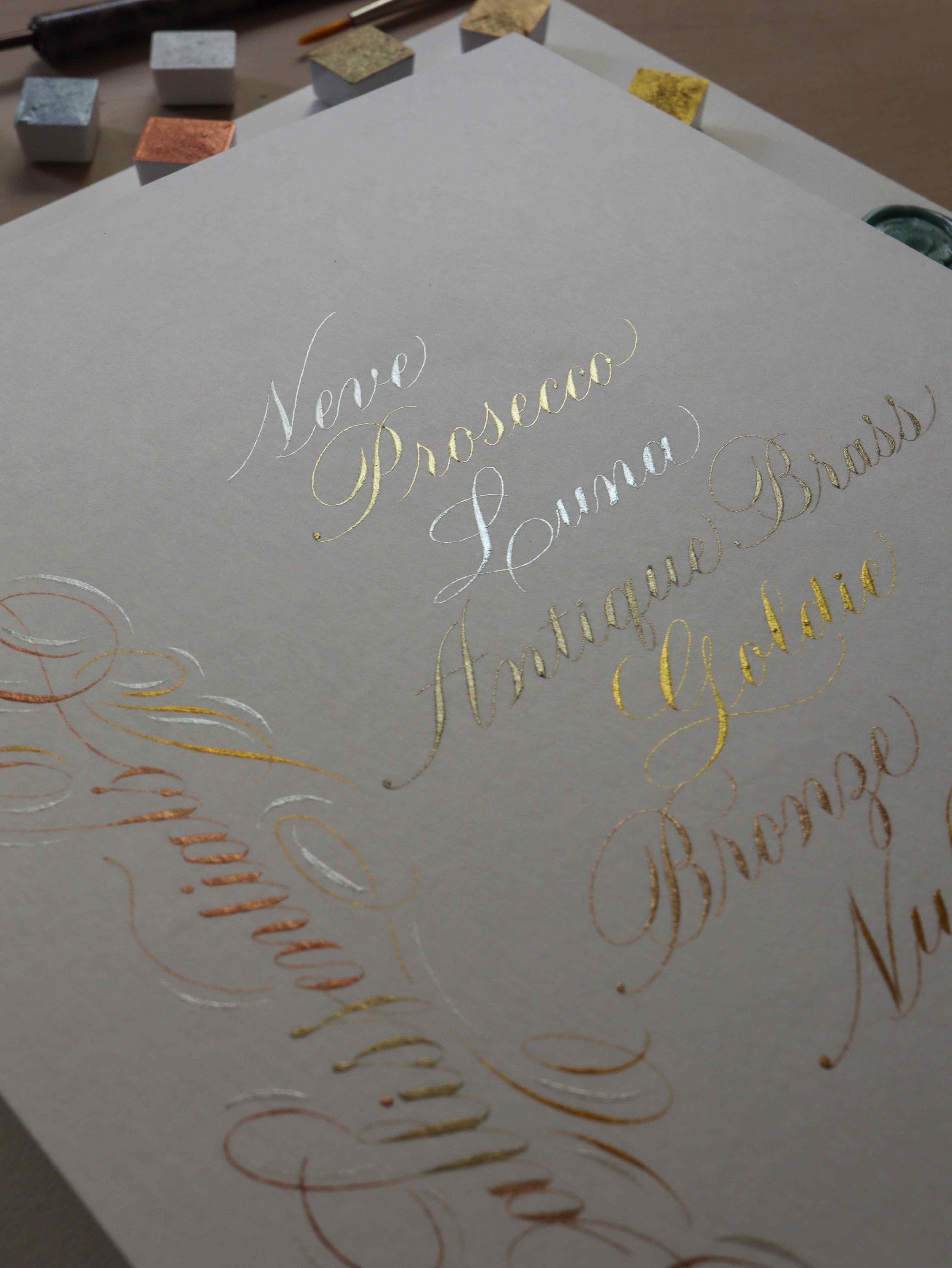 Goldie SHIMMER Color Calligraphy Solid Ink Single Half Pan - Etsy
