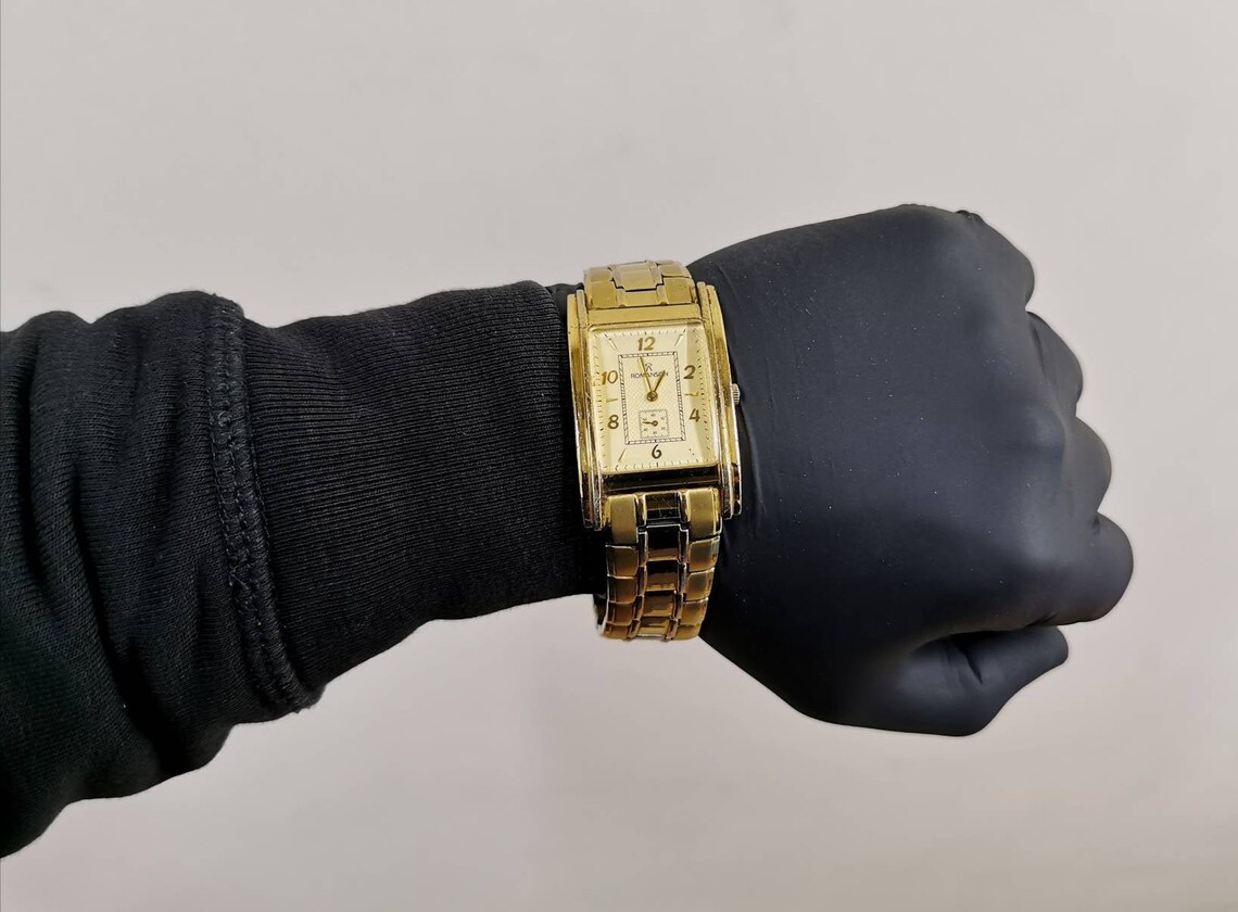 Swiss Watches ROMANSON 23K Gold Plated Man's Wristwatches - Etsy