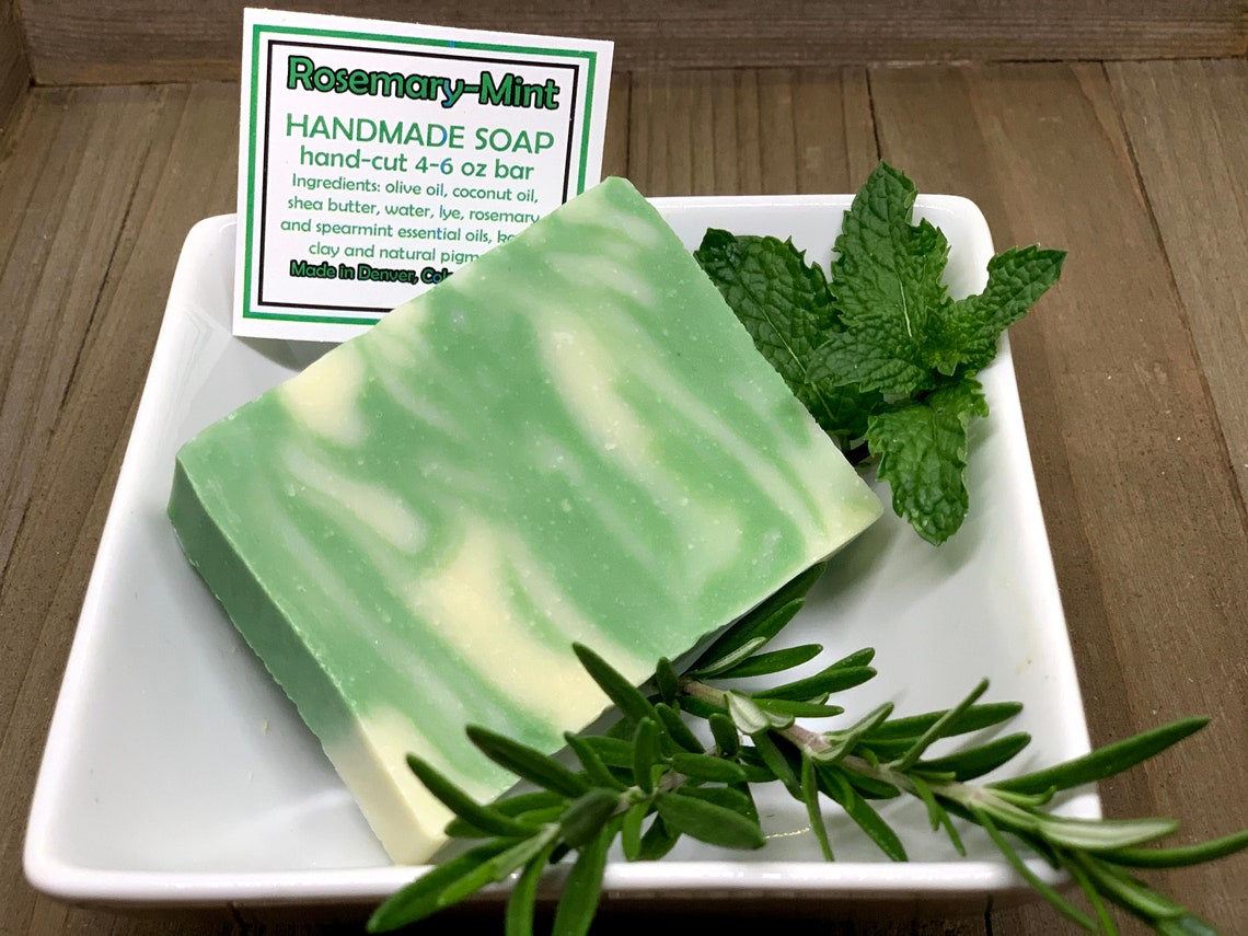 Rosemary Mint Handmade Soap FREE SHIPPING in US for Orders 35.00+ - Etsy