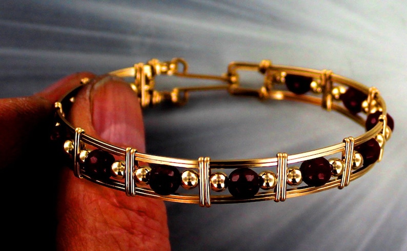 Red Ruby Gemstone Bracelet 14kt Rolled Gold Size 6 to 8 - Etsy
