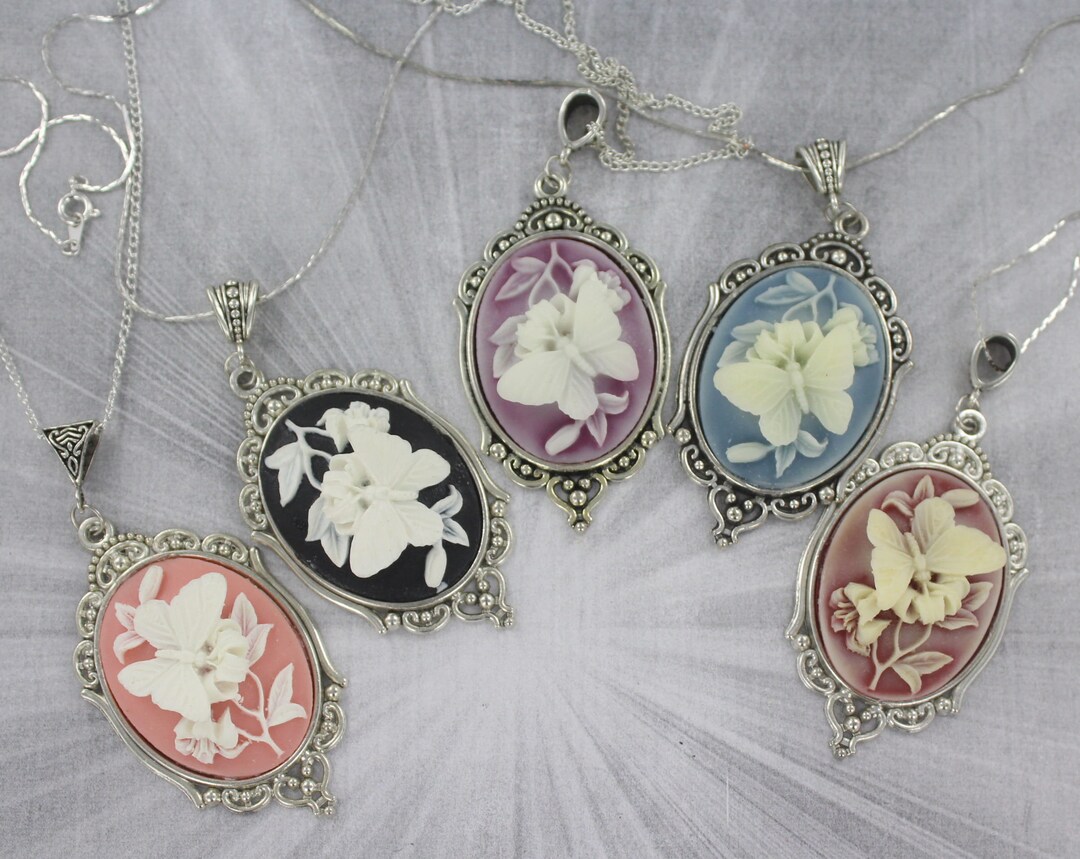 5 Resin Cameos - Butterfly Camoes - Lot 40x30mm - for Necklaces ...