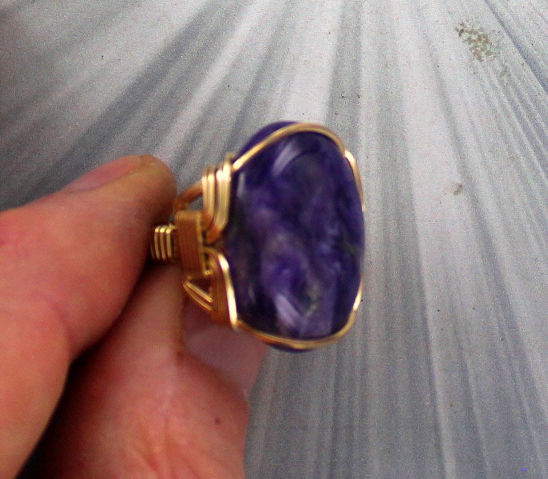 Charoite Ring - 14kt Rolled Gold, Made to Fit, Size 5 to 15 - Gift for ...