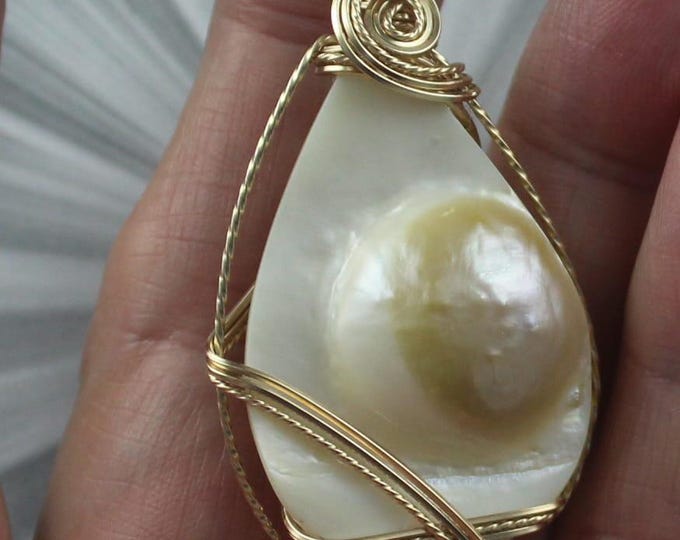 Pearl Pendant - Pearl Necklace - 14kt. Rolled Gold - Wire Wrapped ...