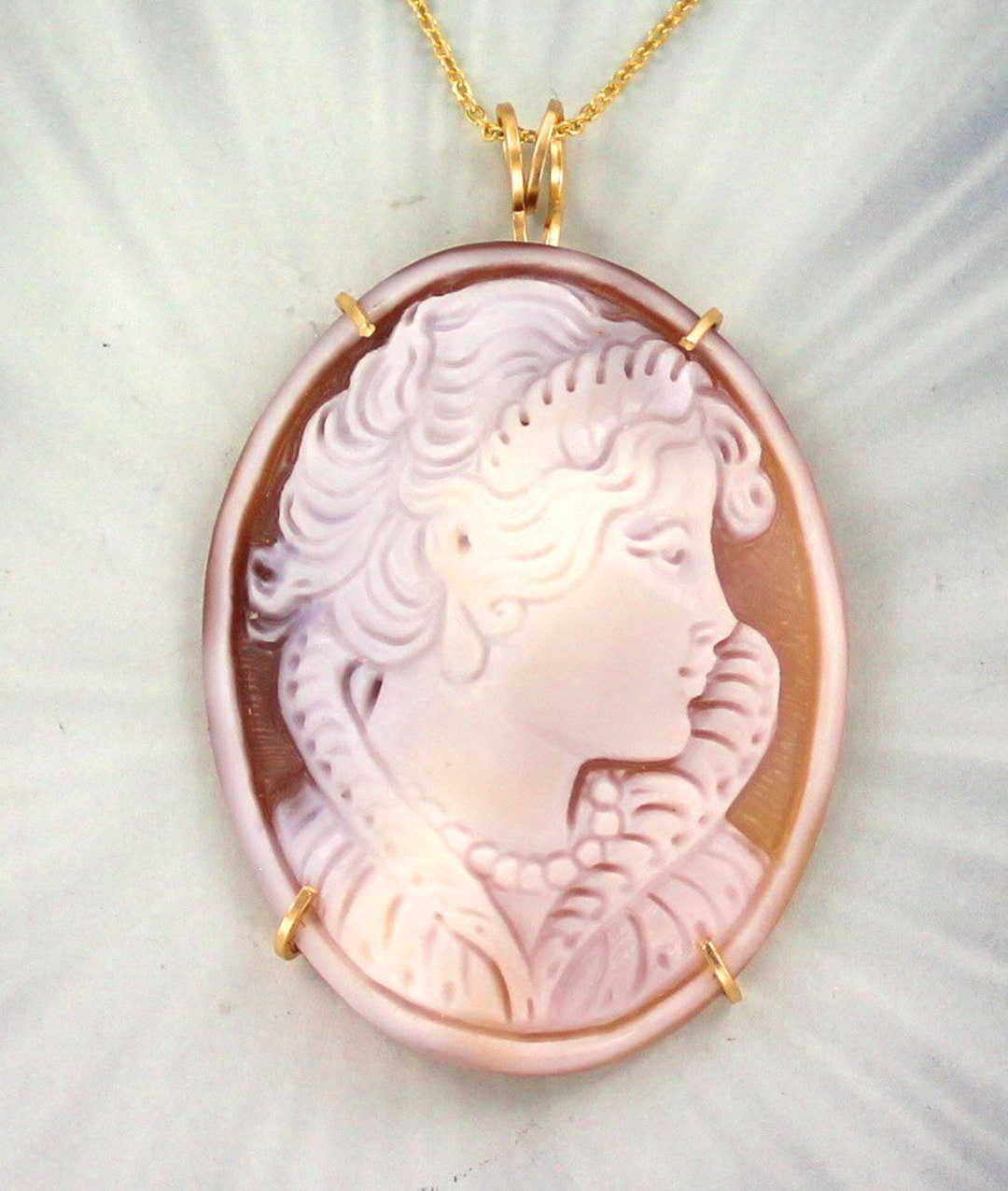 Cameo Necklace In 14kt Rolled Gold Wire Wrapped Hand Carved Cameo Gift For Her Carved Cameo Cameo Jewelry Etsy