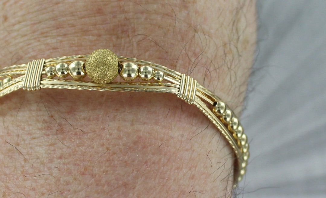 14kt Rolled Gold Bracelet Made to Order Size 6 to 8 Wire Wrapped Handcrafted - Cuff Bracelet ...