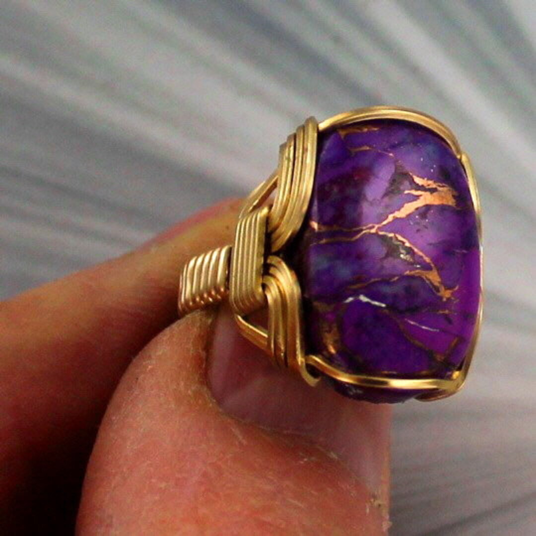 Mohave Turquoise Ring ---- -- With Gold Matrix ------14kt Rolled Gold ...