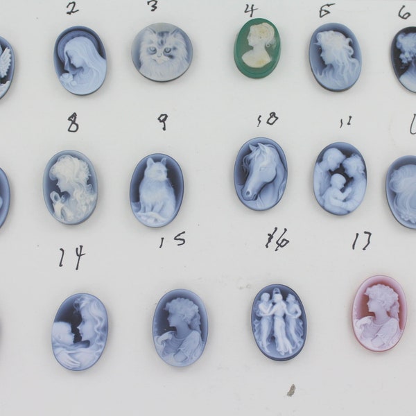 Blue Agate Cameos - Etsy