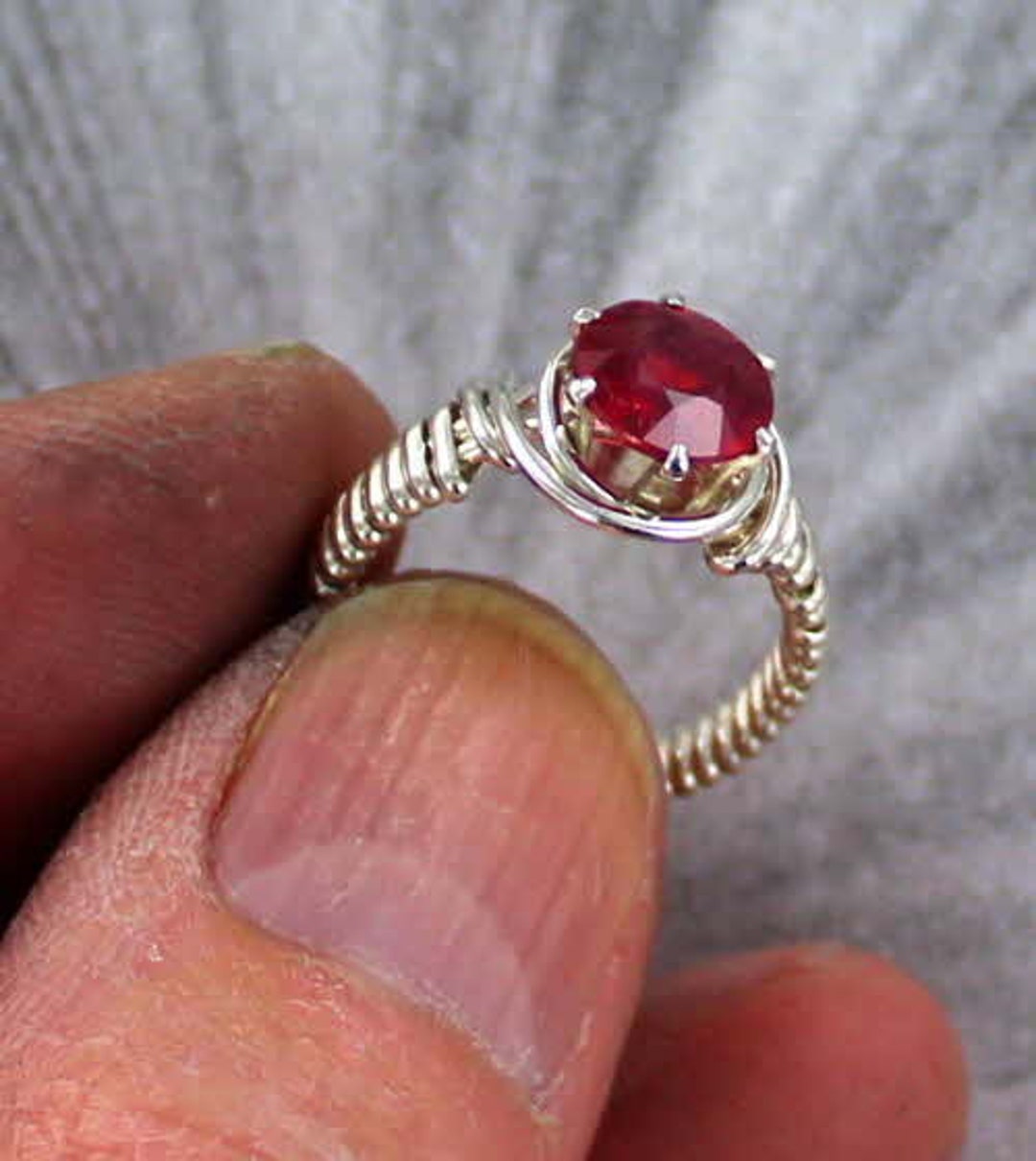 Lab Created Red Ruby Ring in Sterling Silver ---- -- Made to Fit ...