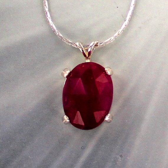 Red Ruby Necklace Sterling Silver With Chain Ruby - Etsy