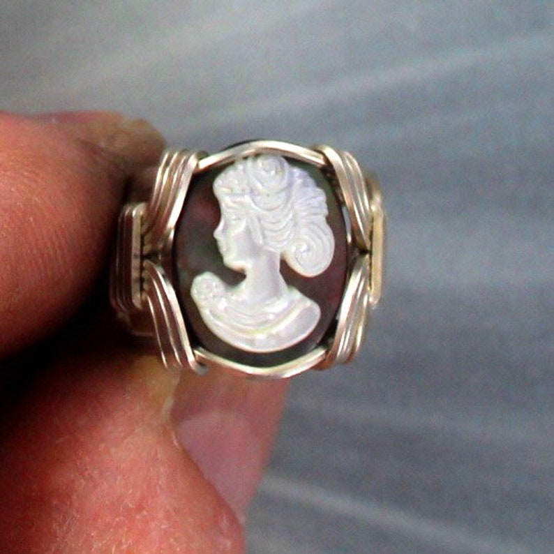 Vintage Antique Shell Cameo Ring in Sterling Silver Made to - Etsy