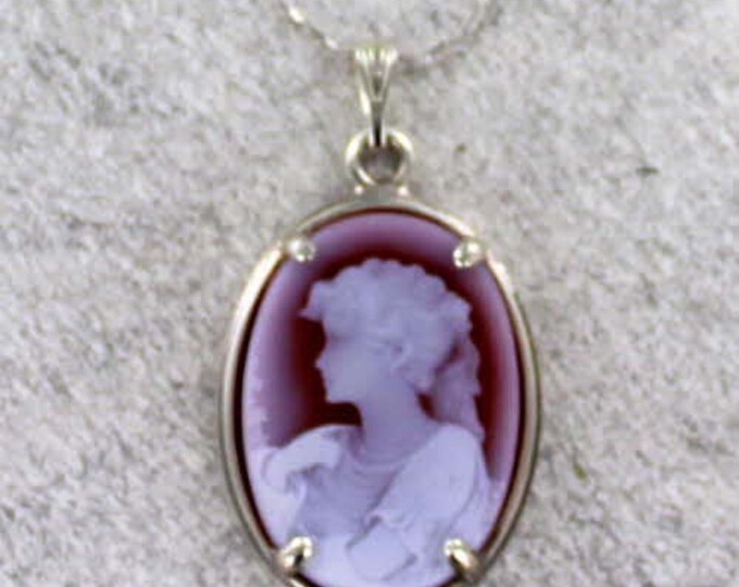 Red Agate Cameo - Necklace - Sterling Silver - Carved in Germany ...