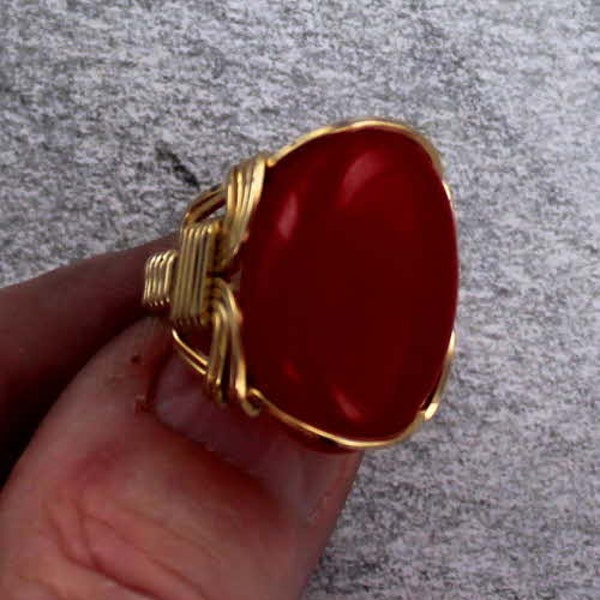 Red Jade Ring - Etsy
