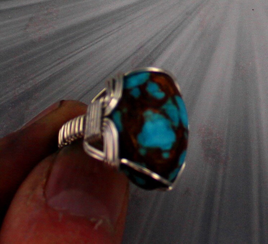 Turquoise Ring ---- -- With Gold Matrix ------sterling Silver - Size 5 ...