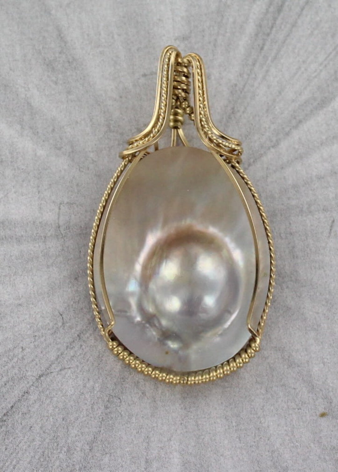 Pearl Pendant, Mabe Pearl Wire Wrapped, Chain, 14kt Rolled Gold, Gift ...