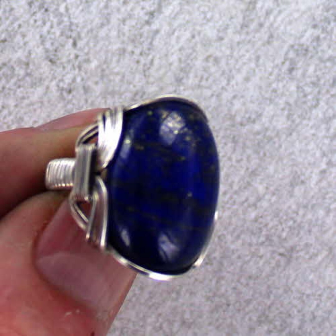Large Lapis Lazuli Ring - Sterling Silver - Sizes 5 to 15 -- Wire ...