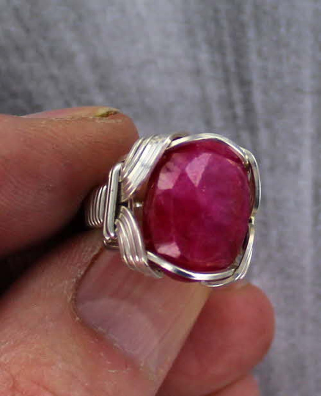 Red Ruby Ring in Sterling Silver ---- -- Made to Fit ------ Size 5 to ...