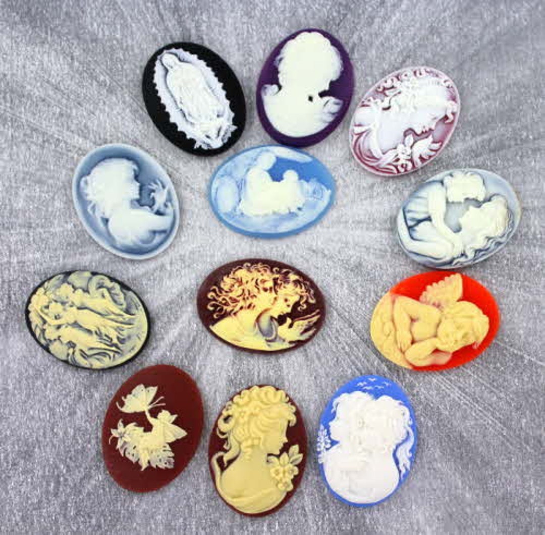 Resin Cameos - Lot 40x30mm for Necklaces, Pendants - Cameo Pendant ...
