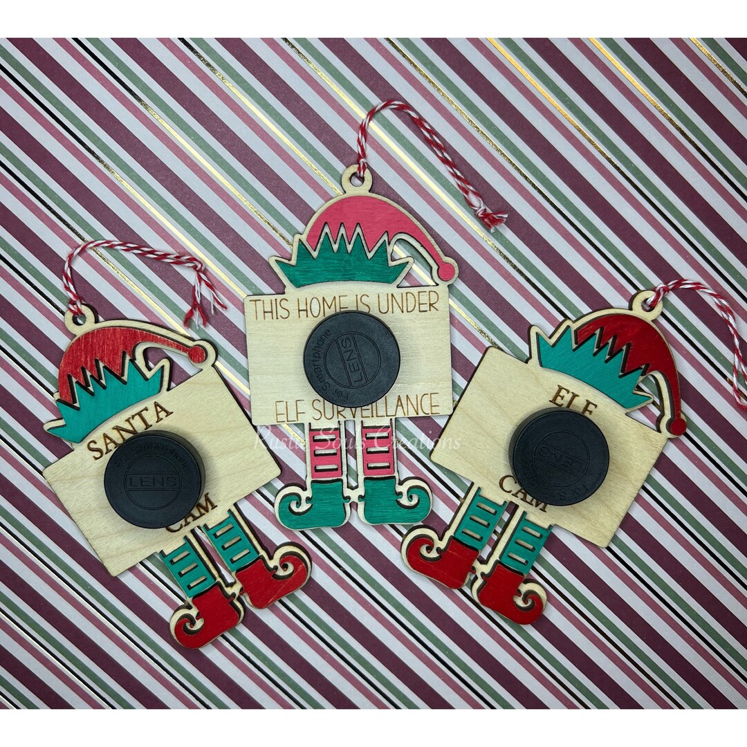 Elf Cam Christmas Ornament: Wooden Santa Surveillance Decor - Etsy