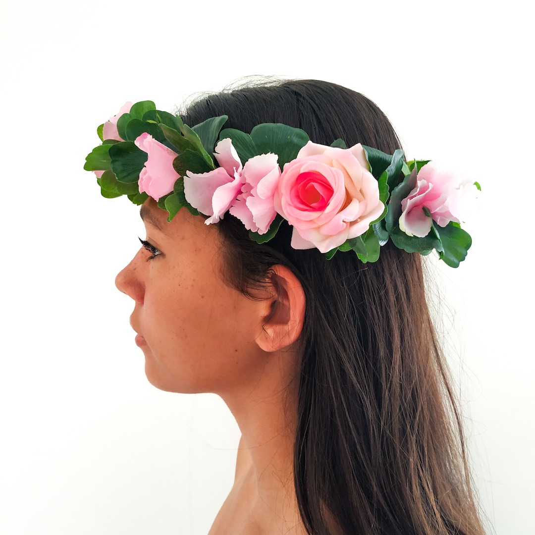 Pink Flower Crown - Etsy