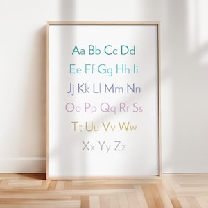 Printable Alphabet Poster | ABC Chart for Kids Room Classroom or ...