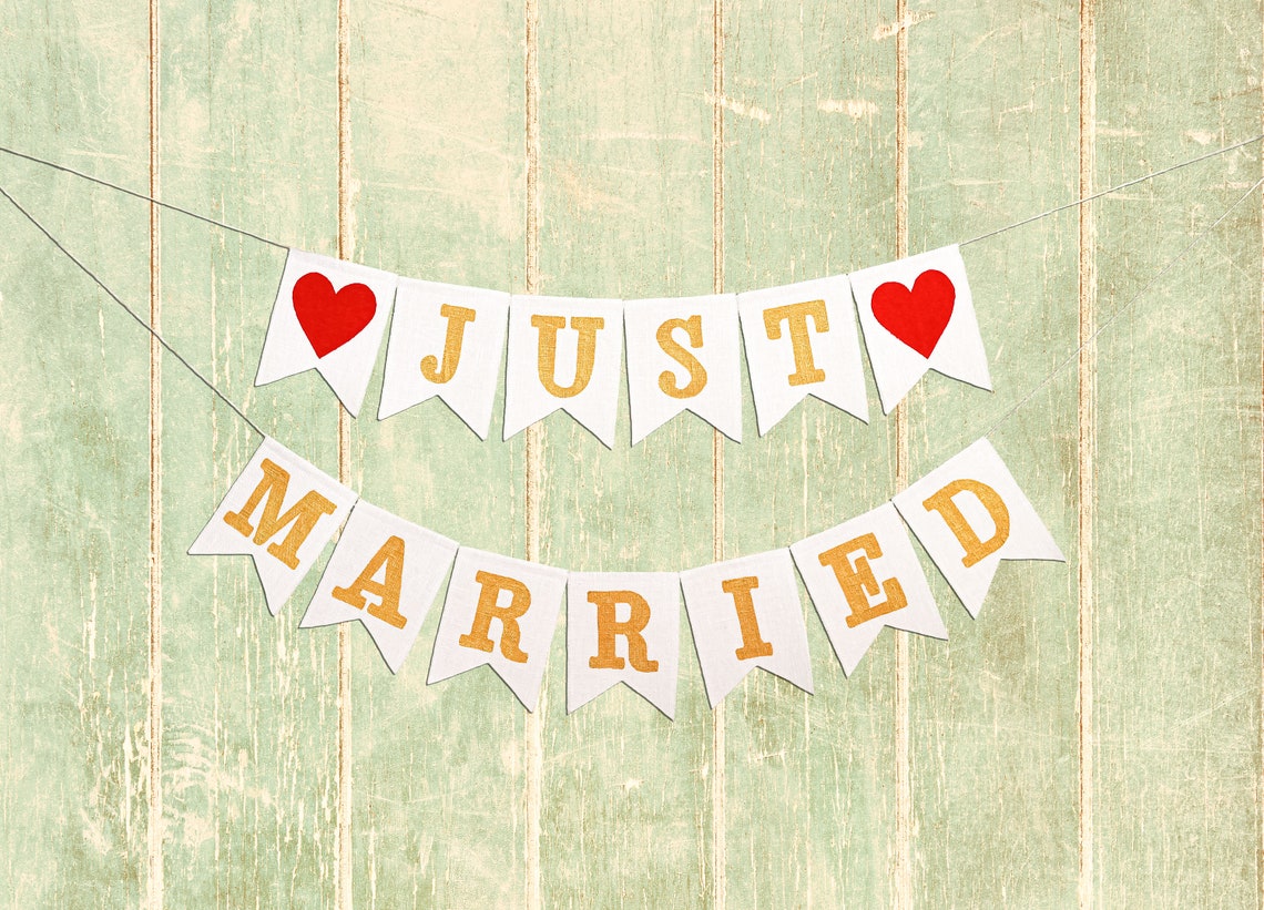 Just Married Linen Banner for Wedding Arch Frame and Car - Etsy