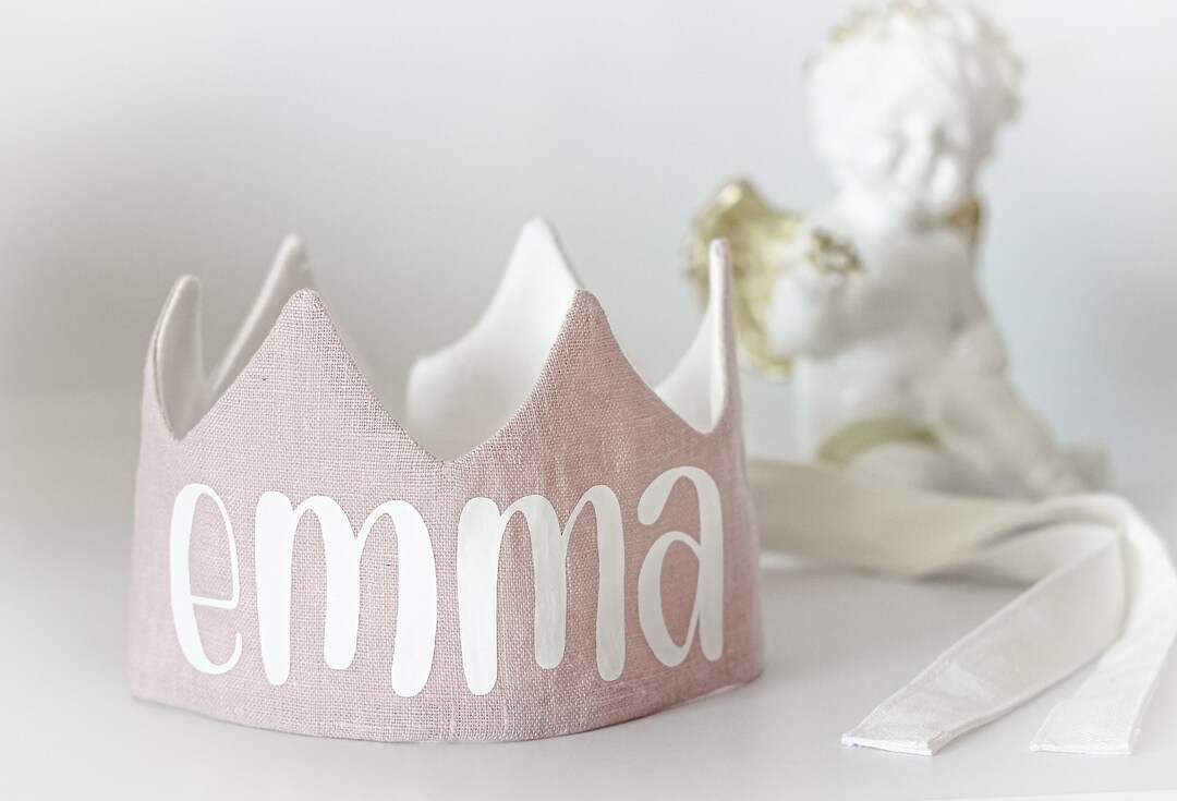 One Year Old Crown With Name for Girls, Pink Fabric Crown for Baby ...