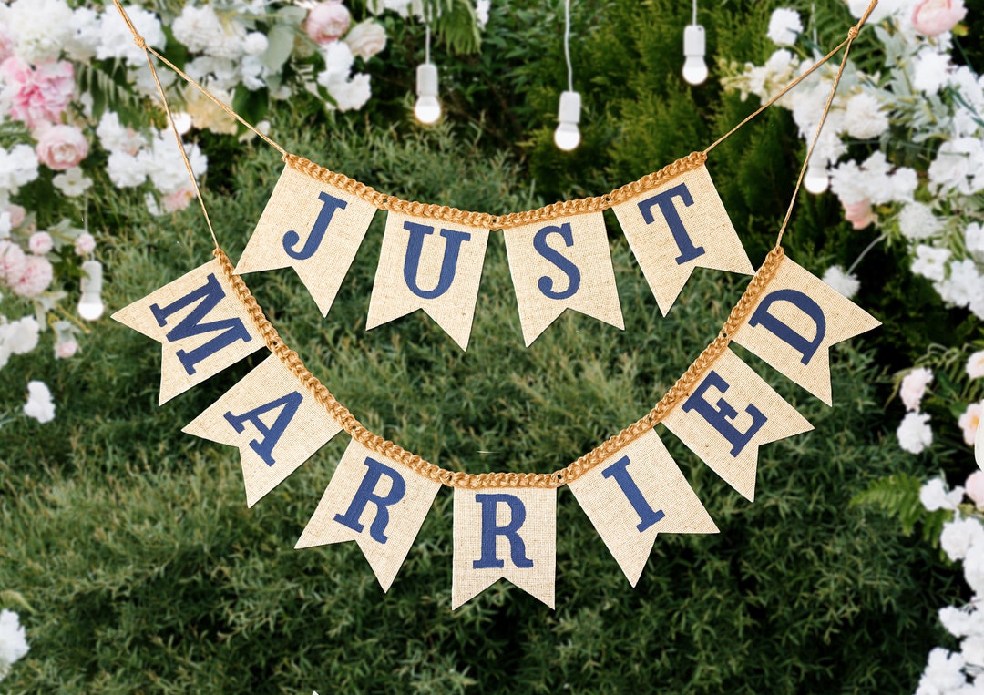 Just Married Sign, Just Married Banner, Small Just Married Banner, Just ...