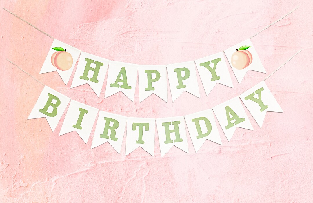 Peach Birthday Banner Peach Birthday Decor Peach Garland Baby Name ...