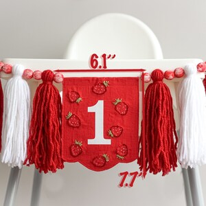 Red Strawberry High Chair Banner, Berry First Birthday Highchair Banner ...