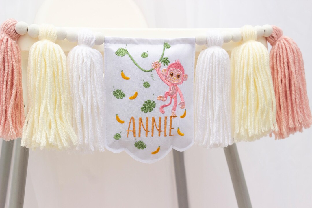 Wild One Monkey Half Birthday High Chair Banner, Safari Themed ...