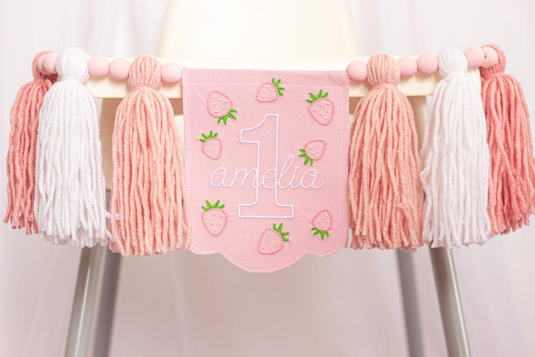 Sweet Strawberry High Chair Banner for Baby's 1st Birthday ...