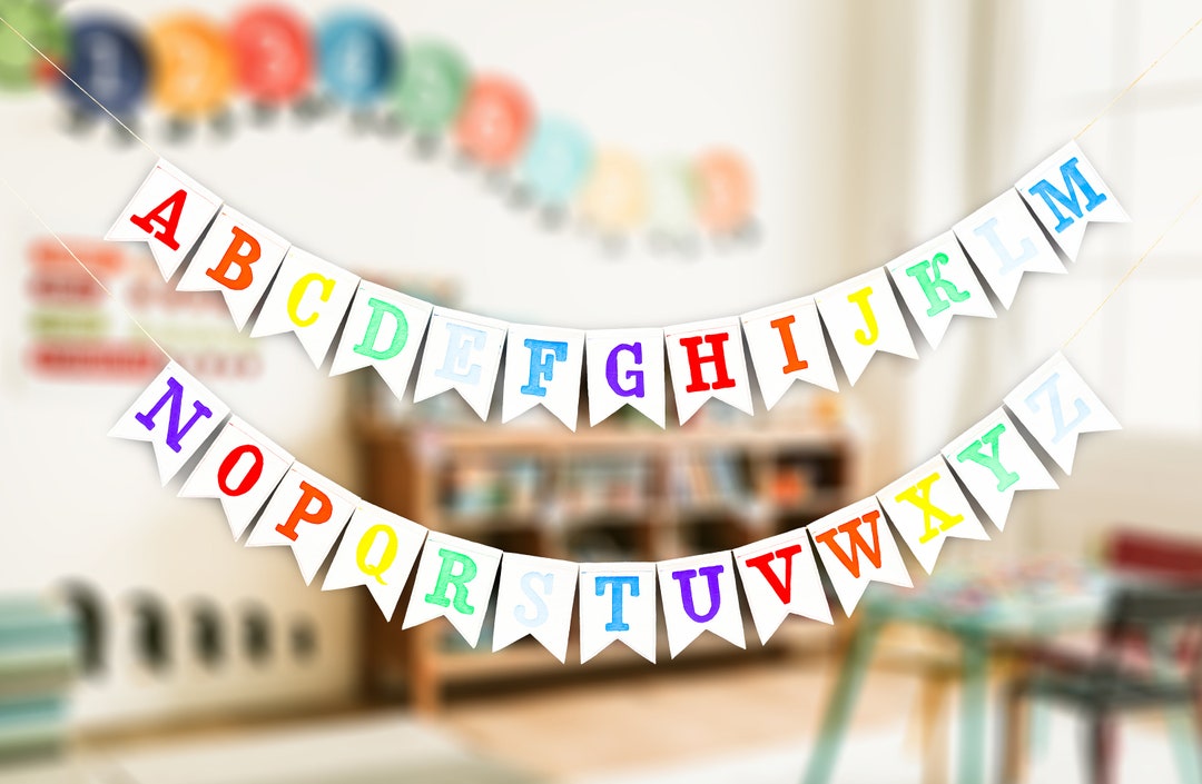 Baby Room Decor Rainbow Alphabet Banner, Alphabet Garland in Play Area ...