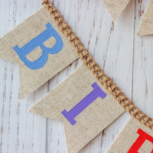 Rainbow Happy Birthday Banner Burlap Custom Name Birthday Banner ...