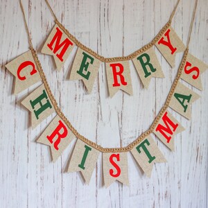 Merry Christmas Garland for Mantel, Vintage Merry Christmas Banner ...