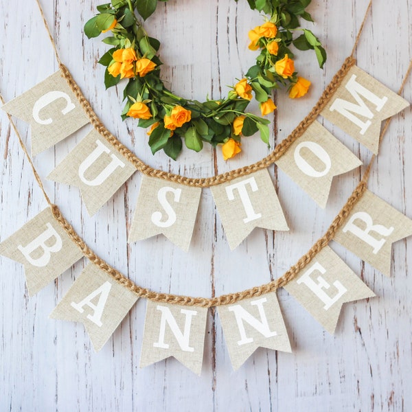 Rustic Burlap Banner - Etsy