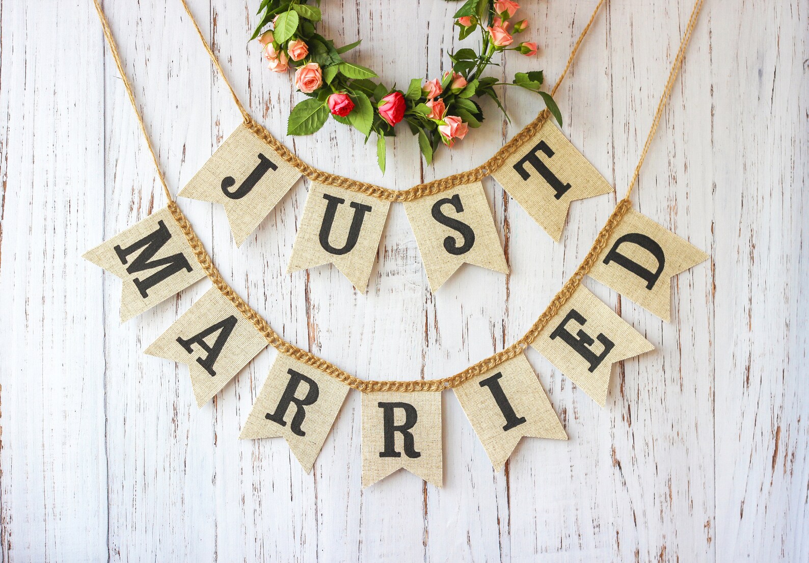Wedding Backdrop for Ceremony Just Married Sign Burlap Just - Etsy