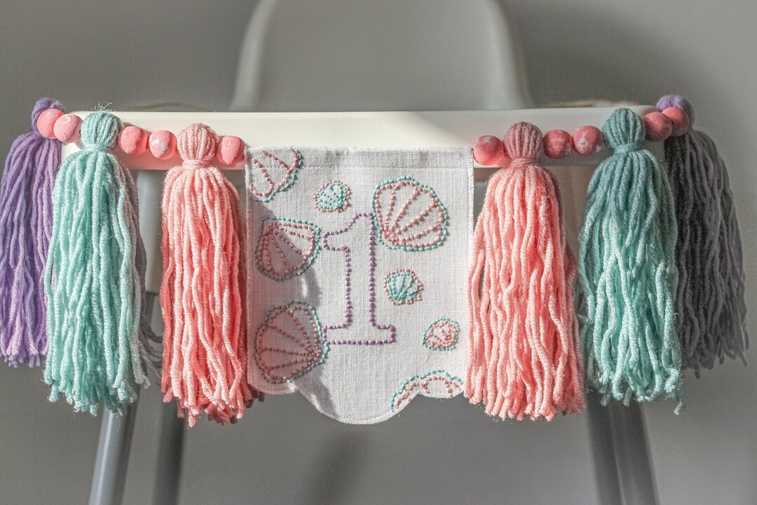 Sweet One Mermaid High Chair Banner Pink Birthday Theme 1st Birthday ...