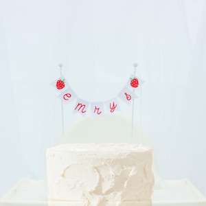 One Cake Topper With Name – Strawberry Embroidered Berry First Birthday ...