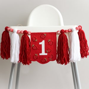 Red Strawberry High Chair Banner, Berry First Birthday Highchair Banner ...