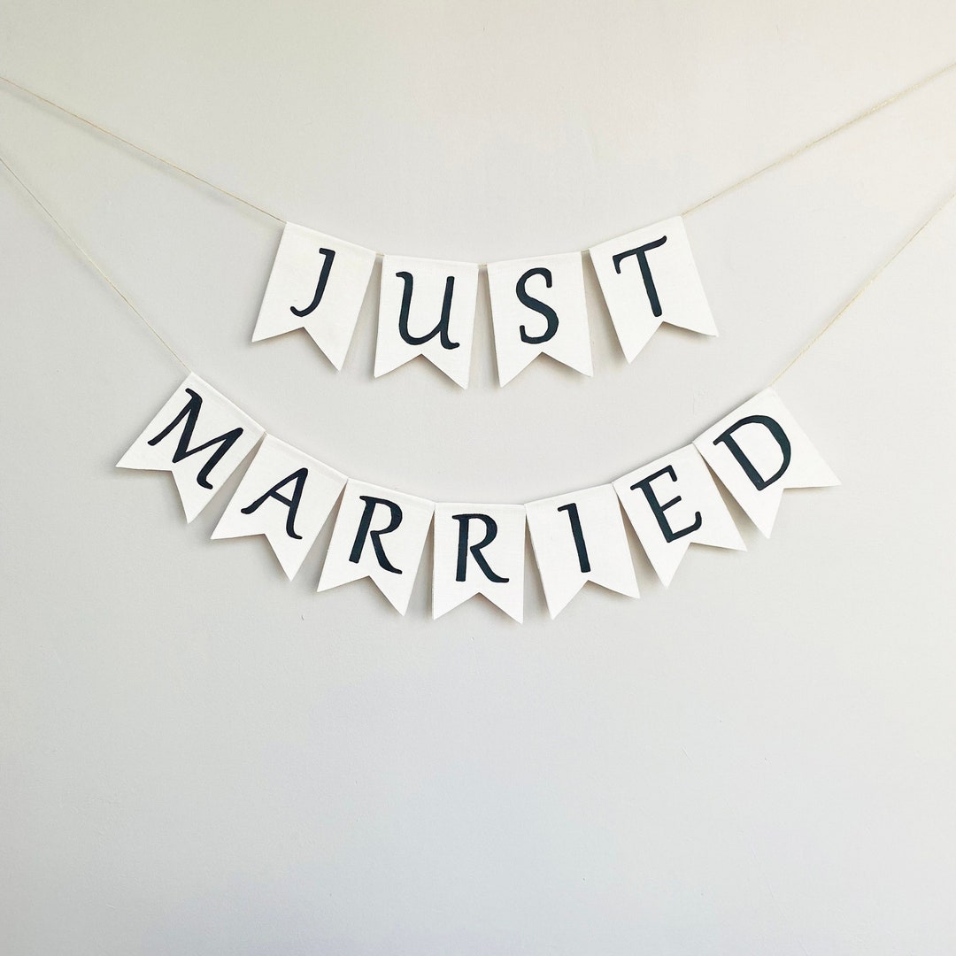Just Married Banner Cotton Wedding | Rustic Wedding Table Decor ...
