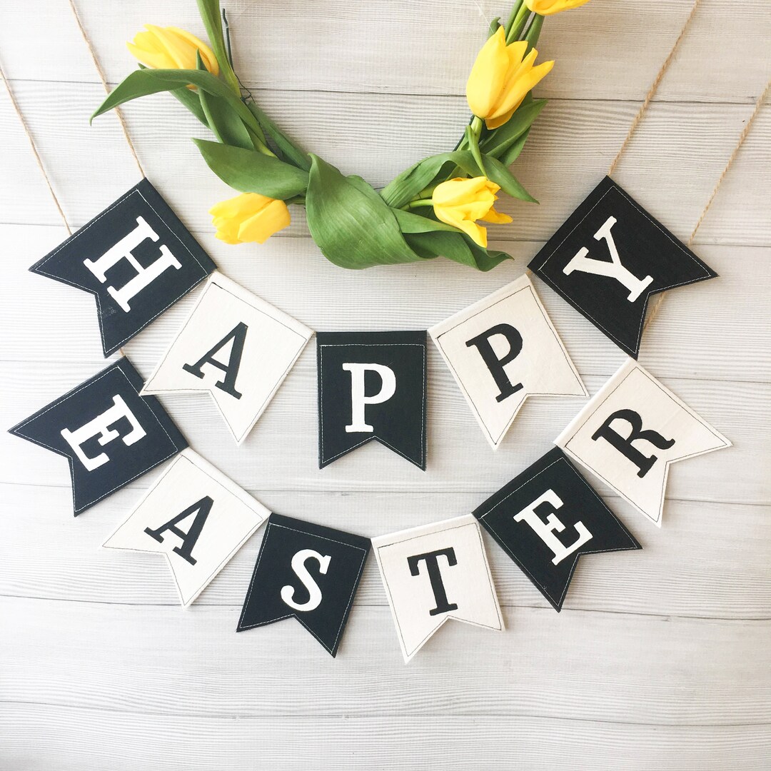 Happy Easter White and Black Banner He is Risen or He Has Risen Sign ...