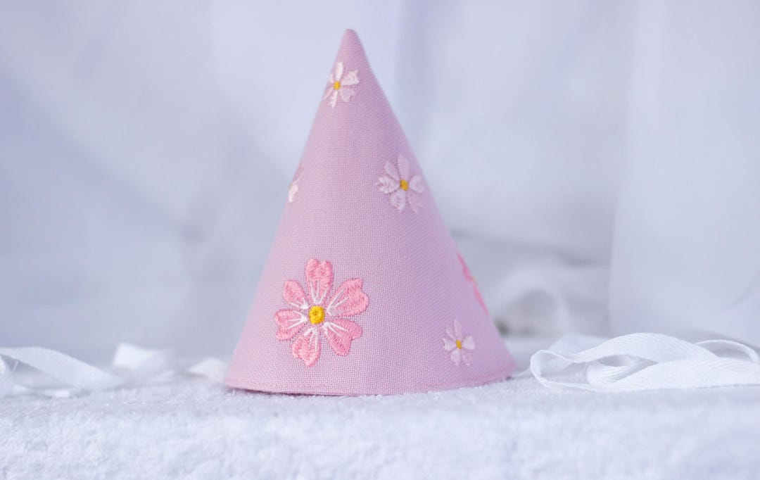 Daisy 1st Birthday Hat Girl, Pink Embroidered Birthday Hat, Baby in ...