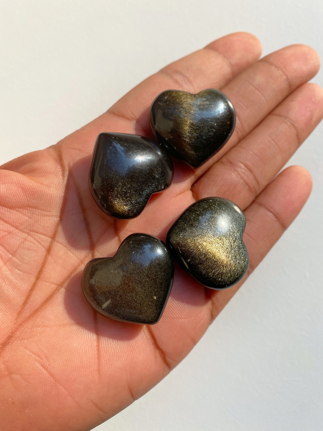 Gold Sheen Obsidian Heart, Gemstone Heart, Black Crystals, Heart Chakra ...