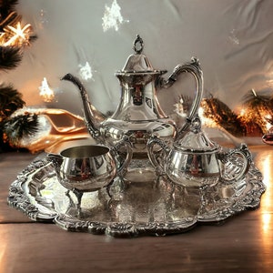 Ornate Oneida Silver Coffee/ Tea Set and Tray - Etsy