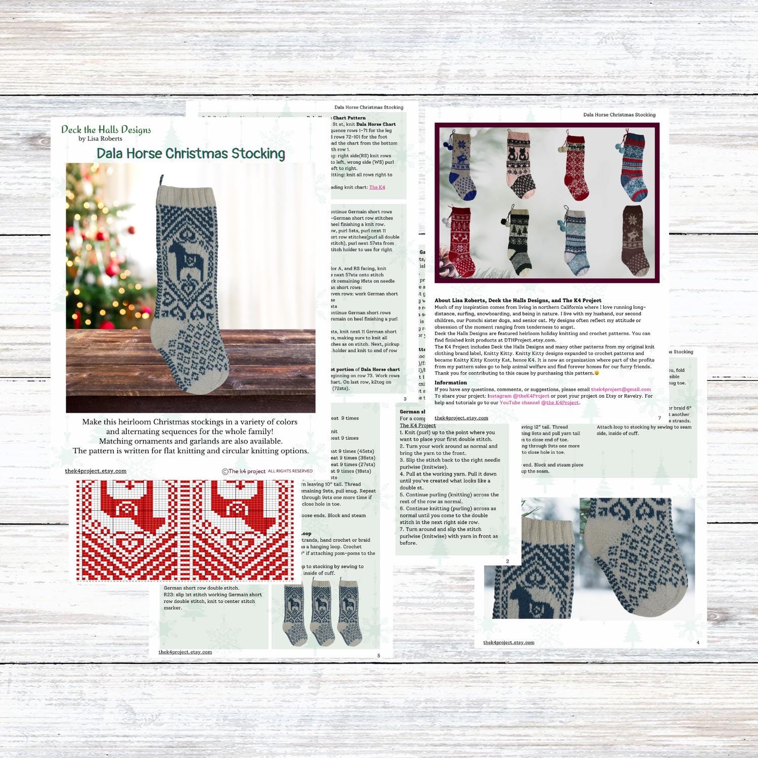 Dala Horse Christmas Stocking Knitting Pattern: Scandinavian Holiday ...