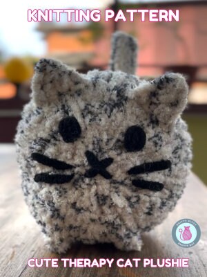 Knit Therapy Kitty Pattern: Easy Loaf Cat Plushie (PDF Pattern) - Etsy