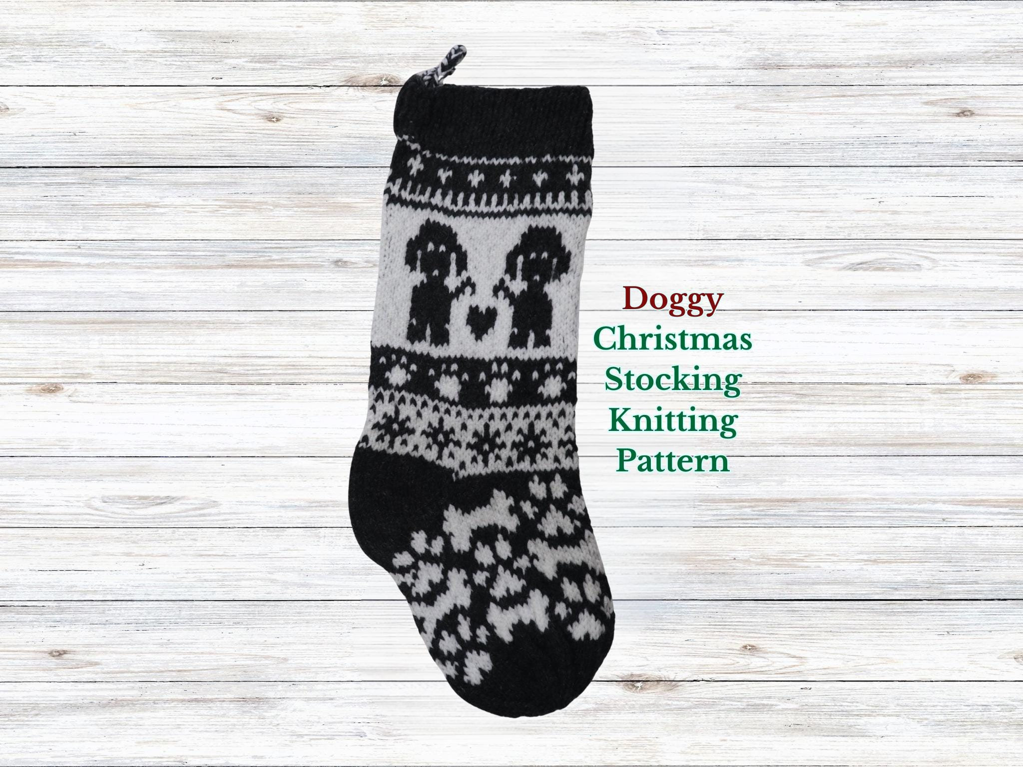 Dog Christmas Stocking Knitting Pattern: Fair Isle Pet Holiday Decor ...