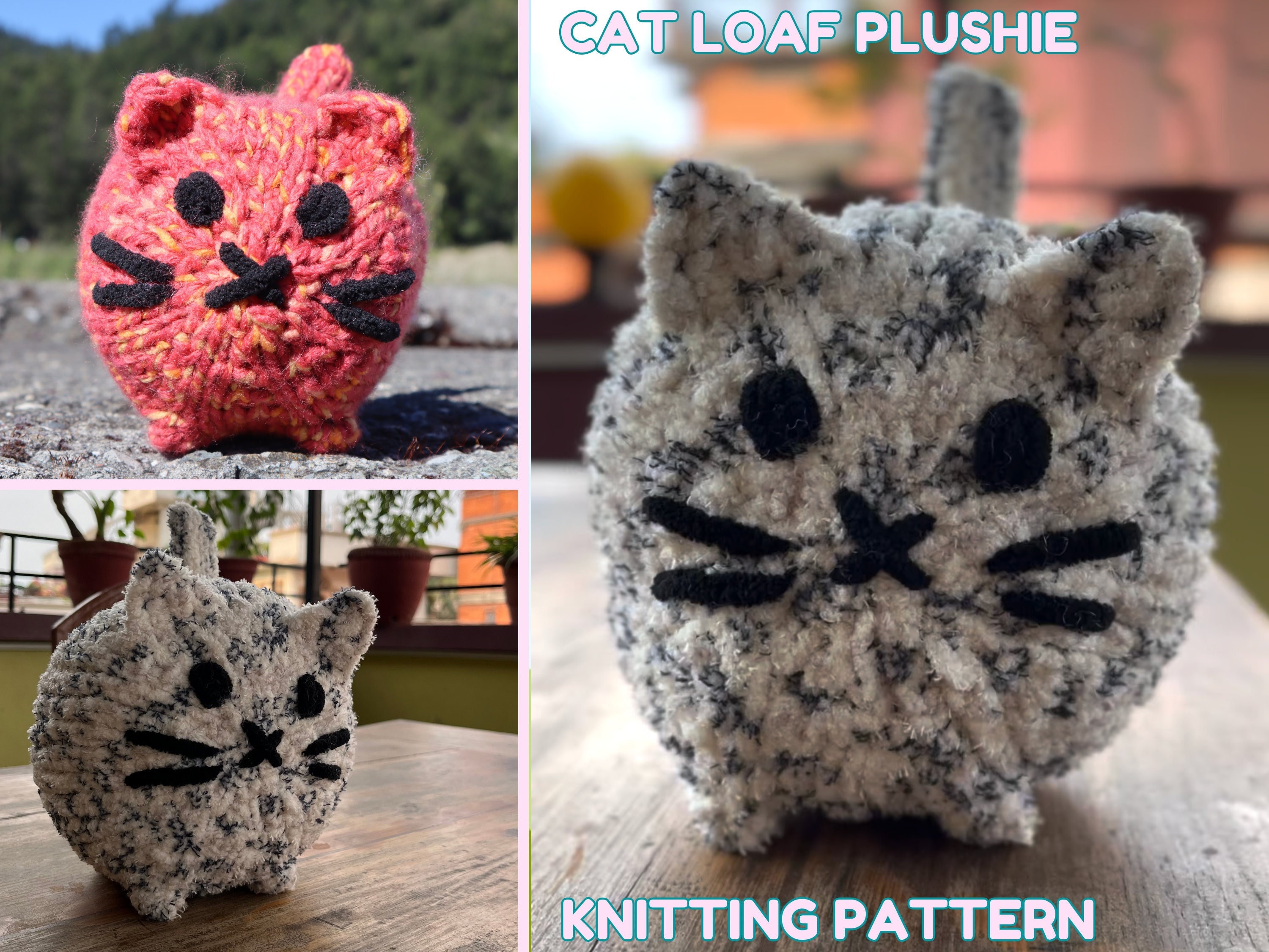 Cat Plushie Knitting Pattern PDF, Knit Therapy Kitty, Amigurumi Knit ...